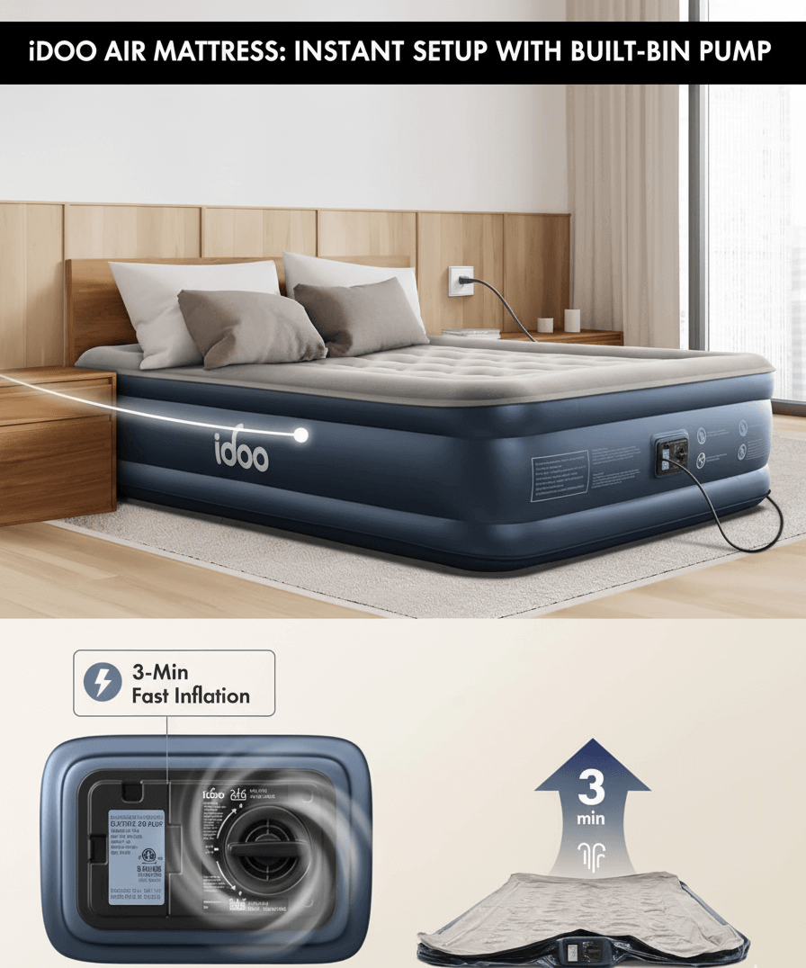iDOO Queen Air Mattress with Built-in Pump
